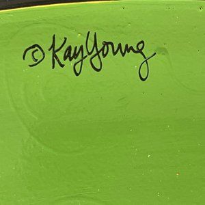 Kay Young | Dining | Kay Young Hand Made Glass Plater Painted Signed ...